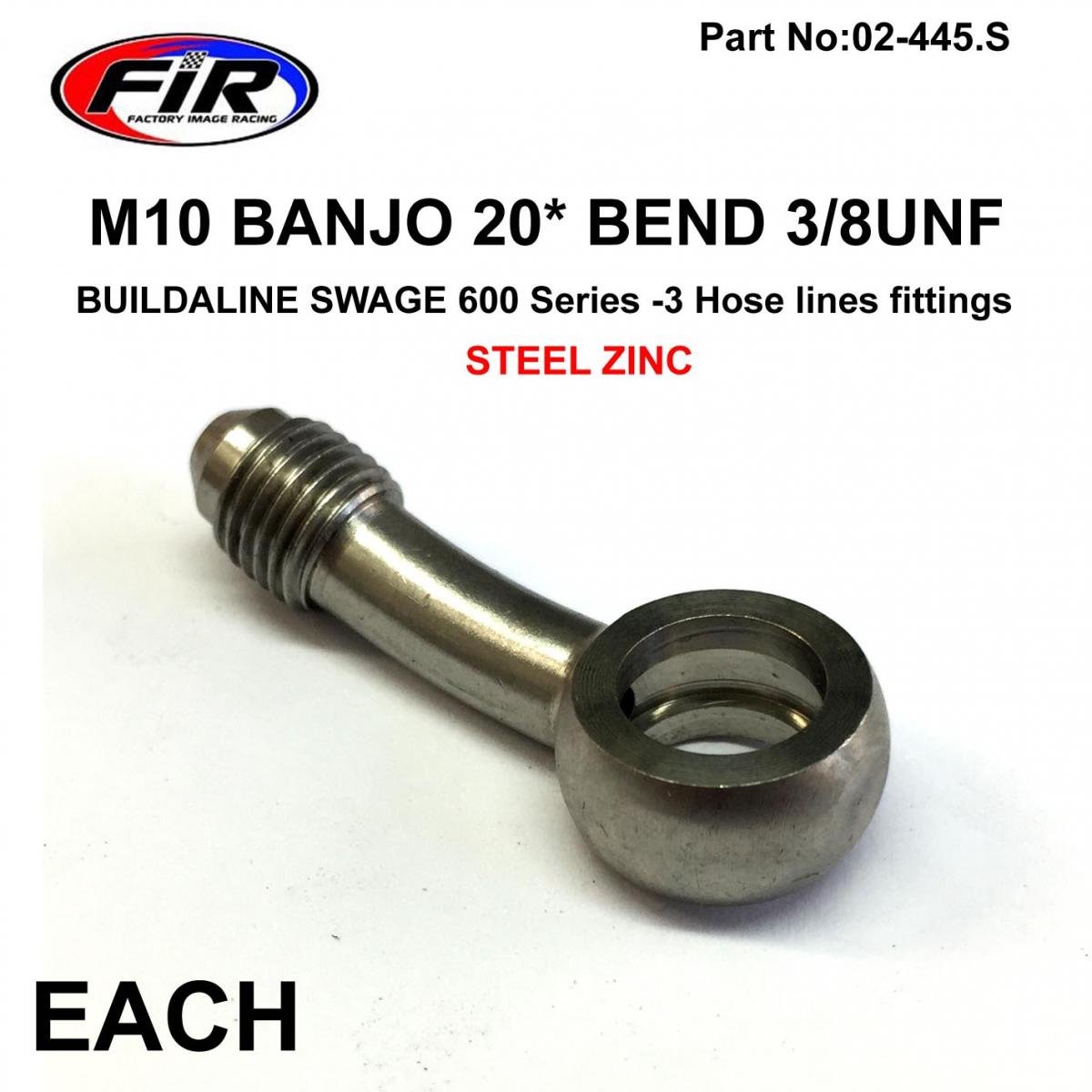 M10 BANJO 20* BEND 3/8UNF FR, B593-03C SWAGE CRIMP FITTING 600 Series ...
